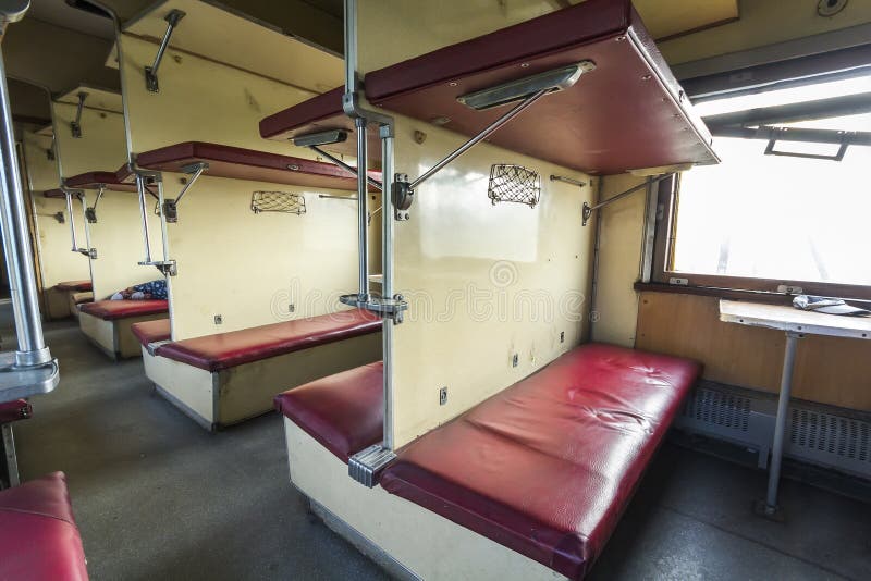 Vintage Train Interior with Sleeping Car Seats Stock Image - Image of ...