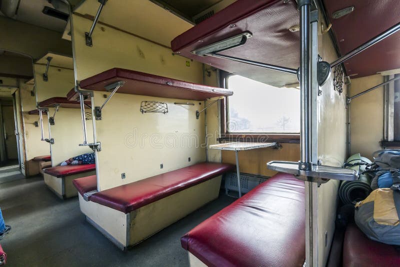 Vintage Train Interior with Sleeping Car Seats Stock Image - Image of ...