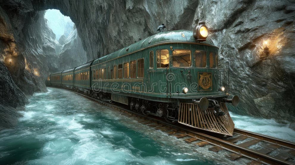Vintage Train Journey through Mountain Gorge Stock Photo - Image of ...