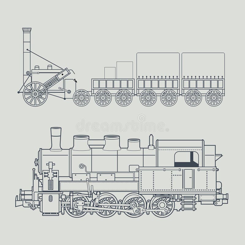 Vintage train set stock vector. Illustration of transport - 77429435