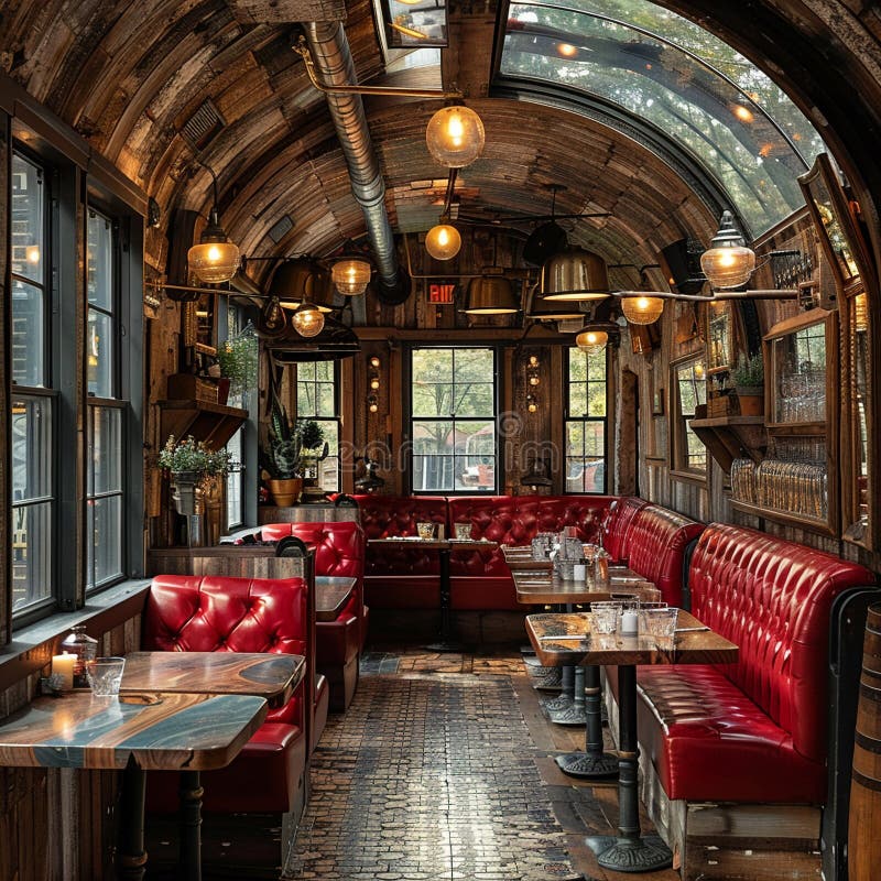 Vintage Train-themed Restaurant with Booth Seating in Old Carriages ...