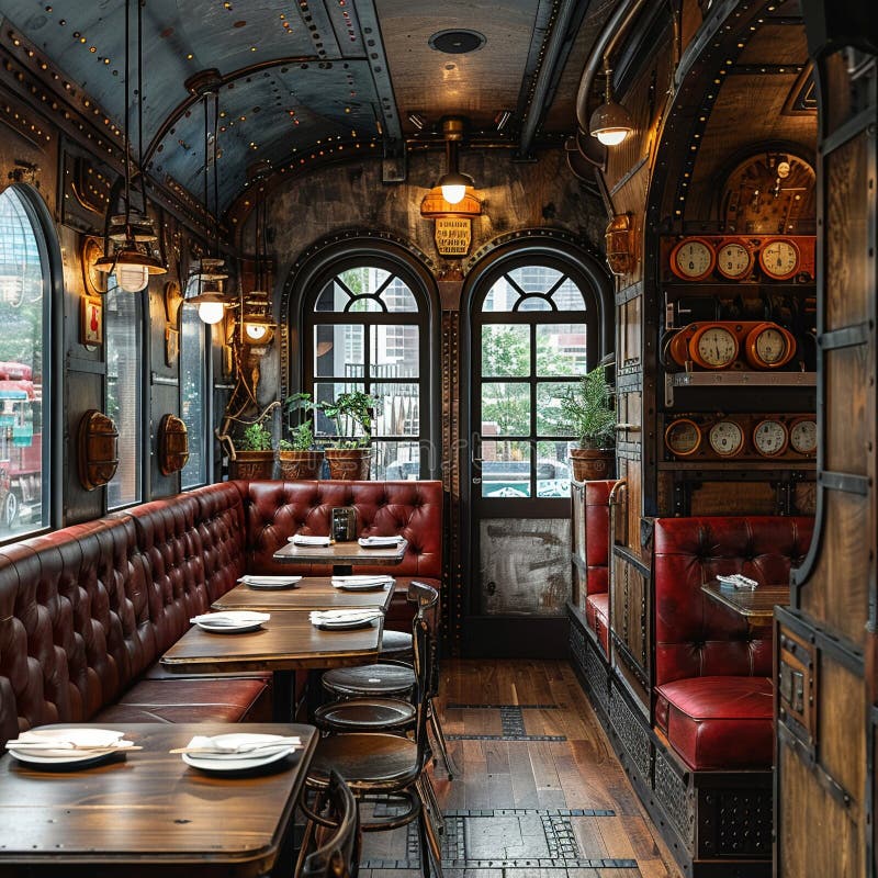 Vintage Train-themed Restaurant with Booth Seating in Old Carriages ...