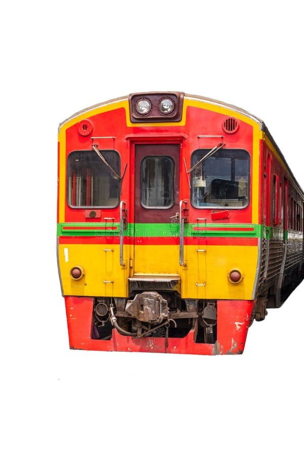 Front View of Vintage Train on White Background. Stock Image - Image of ...