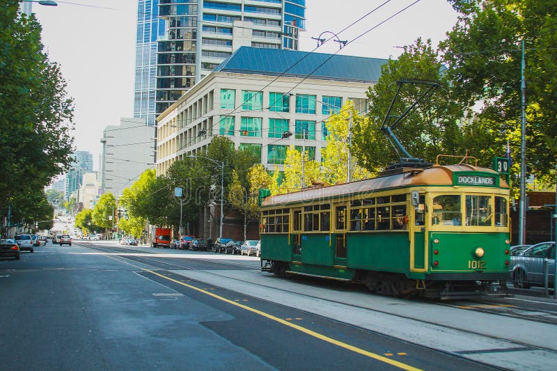 Vintage Tram in Melbourne, Australia, Rolling Down the Track in a ...