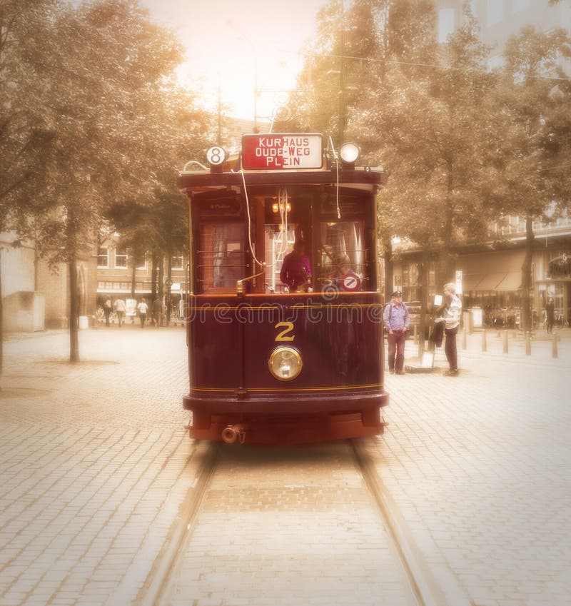 Vintage tram editorial stock image. Image of touristic - 48854439