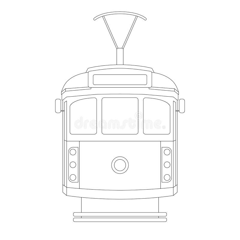 Vintage Tram ,vector Illustration , Lining Draw Stock Vector ...