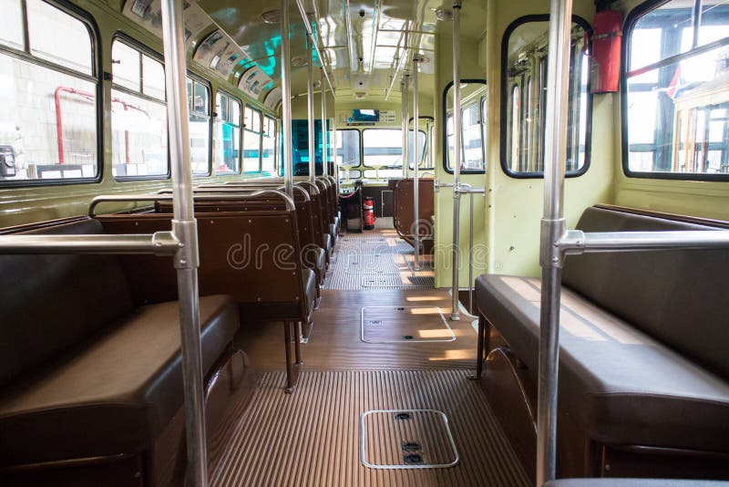 Vintage tram car interior stock image. Image of wooden - 49722373