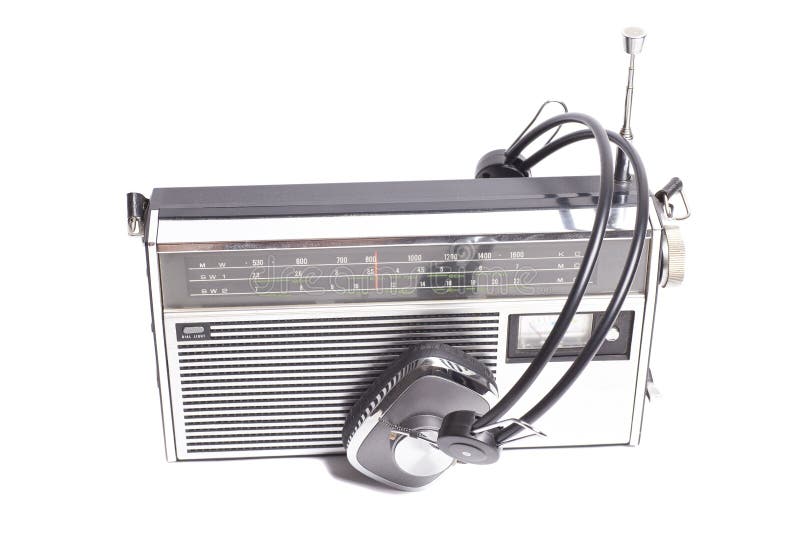 Vintage Transistor Radio Isolated on White. English Translation ...