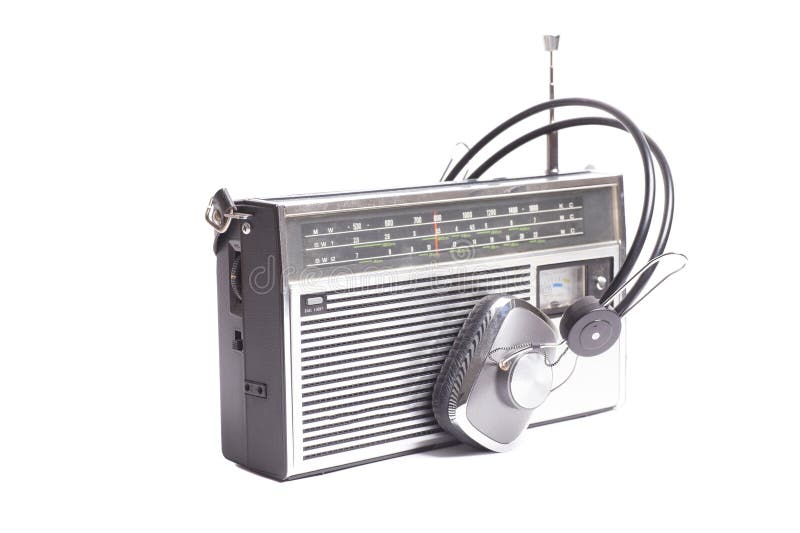 Vintage Transistor Radio with Headphones Stock Photo - Image of sound ...
