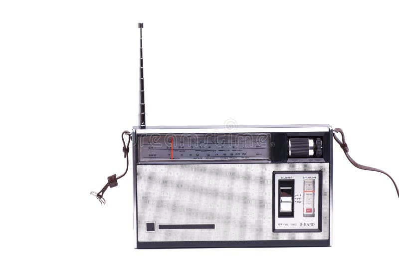 Vintage Transistor Radio Isolated on White. English Translation ...