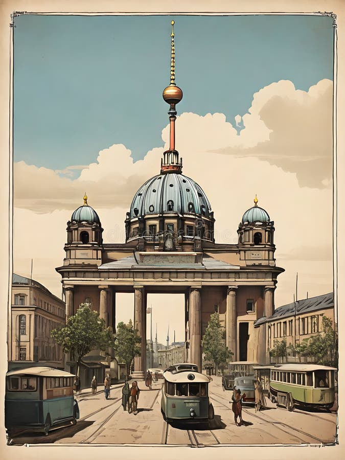 Vintage Travel Poster of Berlin Germany Stock Illustration ...