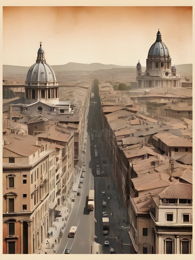 Vintage Travel Poster of Rome Italy Stock Illustration - Illustration ...