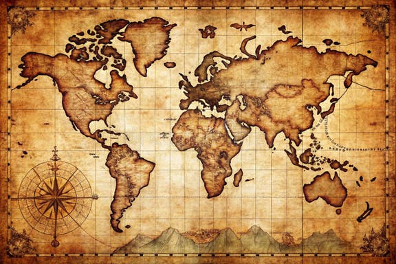 Vintage Treasure Map Background Stock Illustration - Illustration of ...