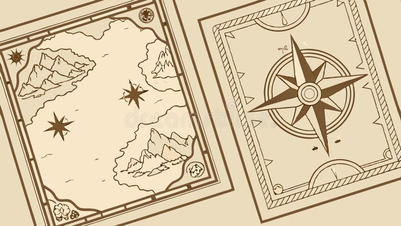 Vintage Treasure Map with Compass for Adventurous Exploration and ...