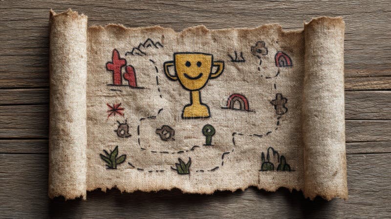 Vintage Treasure Map with a Trophy - an Adventure Awaits Stock ...