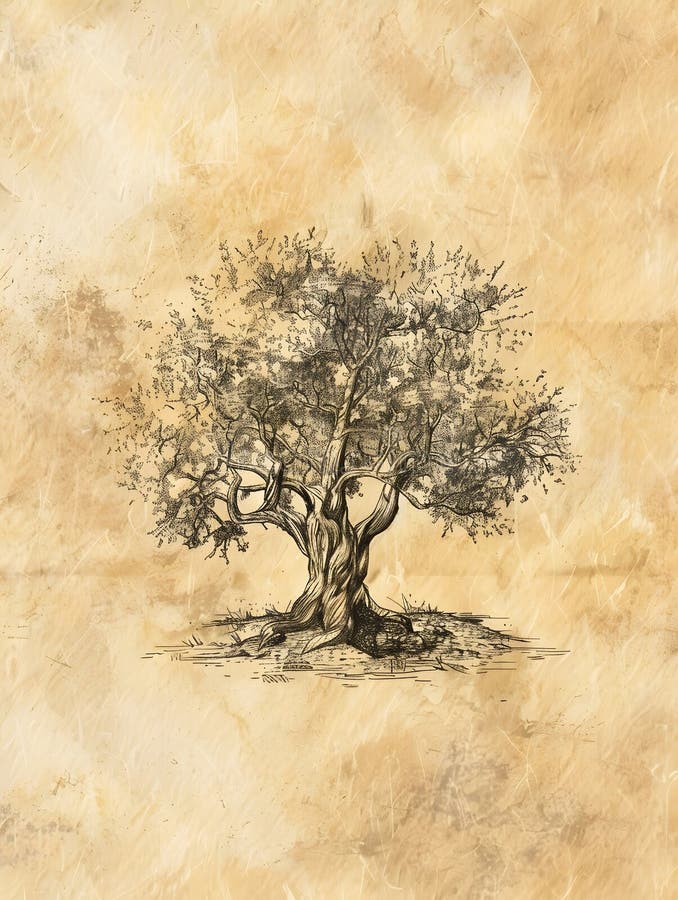Vintage Tree Art Artwork Wooden Texture Sketch Stock Illustration ...