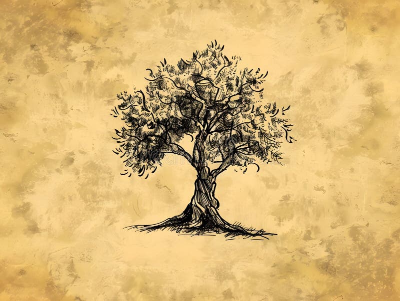 Vintage Tree Art Artwork Wooden Texture Sketch Stock Illustration ...