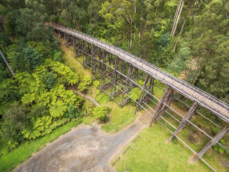 Vintage Trestle Bridge in Australian Forest - Aerial View. Stock Photo ...