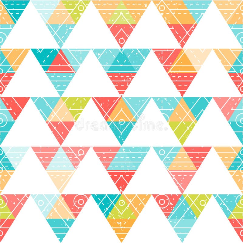 Vintage Triangle Seamless Pattern with Grunge Effect Stock Vector ...