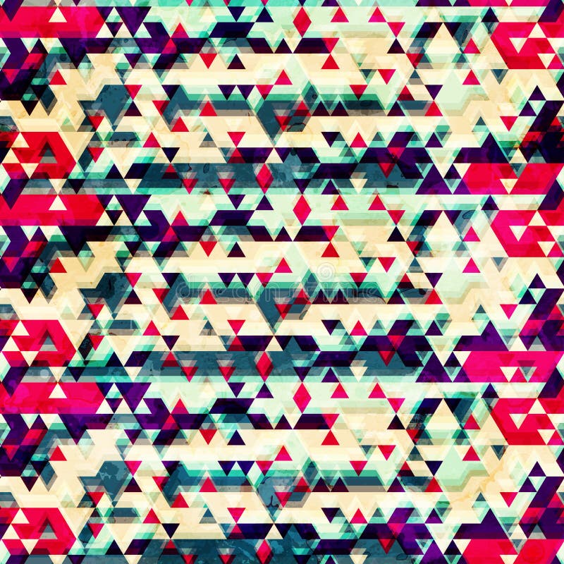 Colored Triangle Seamless Pattern with Blot Effect Stock Vector ...