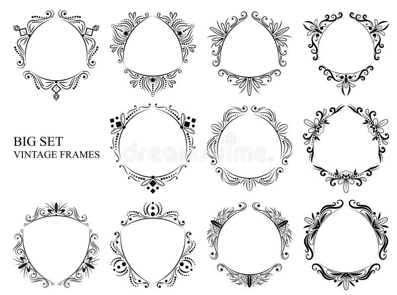 Vintage Triangular Frames Big Set Stock Illustration - Illustration of ...