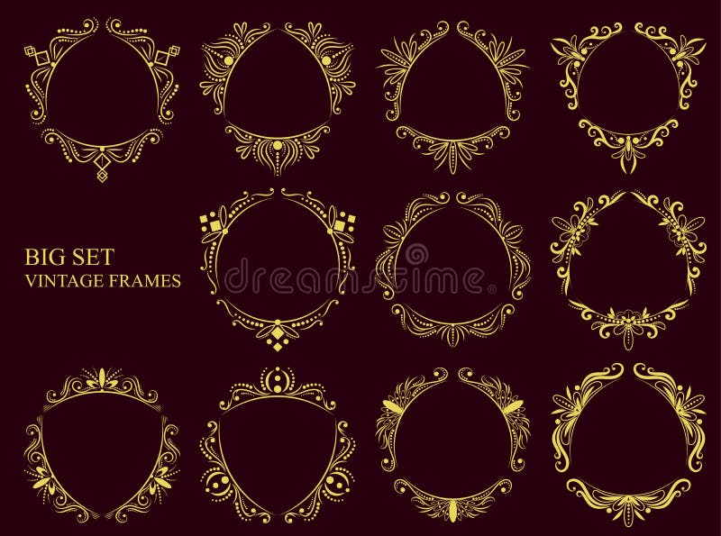Vintage Triangular Frames Big Set Stock Illustration - Illustration of ...