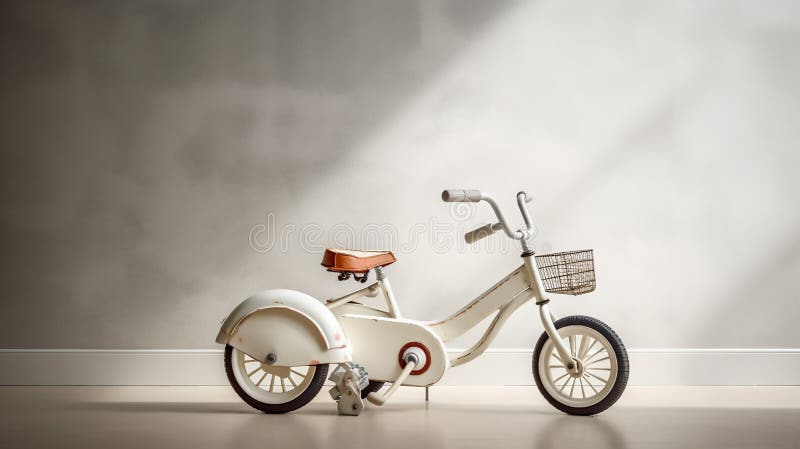 Vintage Tricycle Against a Plain White Backdrop Stock Illustration ...