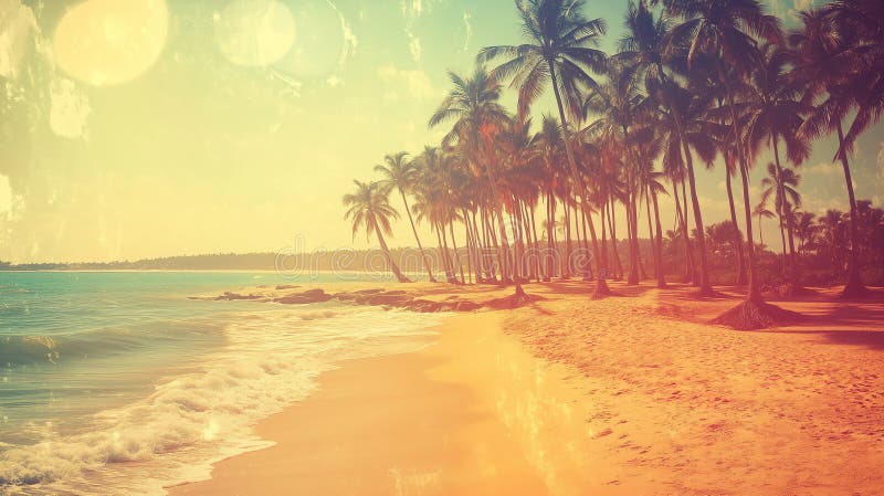 Vintage Tropics: a Nostalgic Beach Day Stock Illustration ...