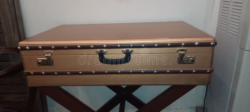 Vintage Trunk Design Wooden Table 19s Look Stock Photo - Image of ...