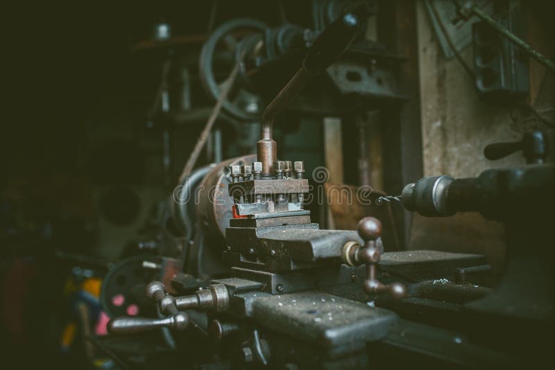 Vintage Turning Machine in Workshop Stock Photo - Image of engineering ...