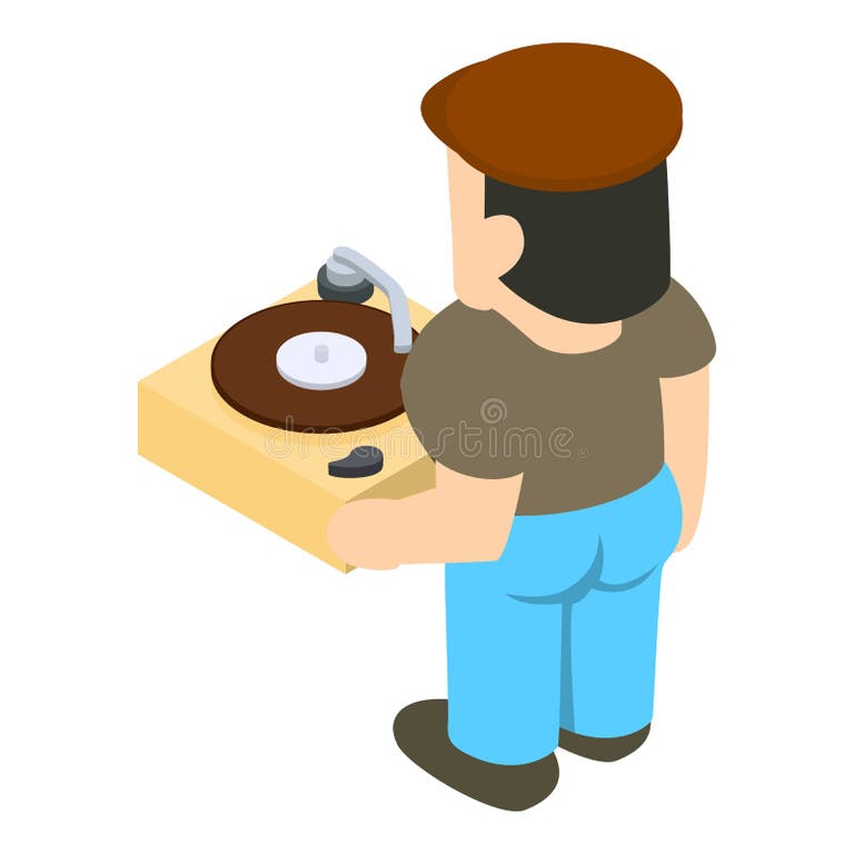 Vintage Turntable Icon, Isometric Style Stock Vector - Illustration of ...