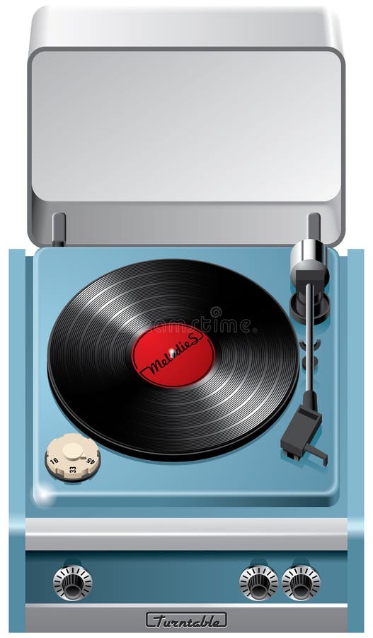 Vintage Turntable and Plates Stock Vector - Illustration of nostalgia ...