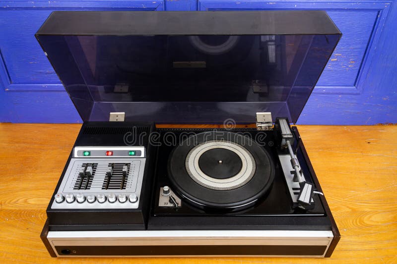 Vintage Turntable Record Player with Dust Cover Stock Image - Image of ...