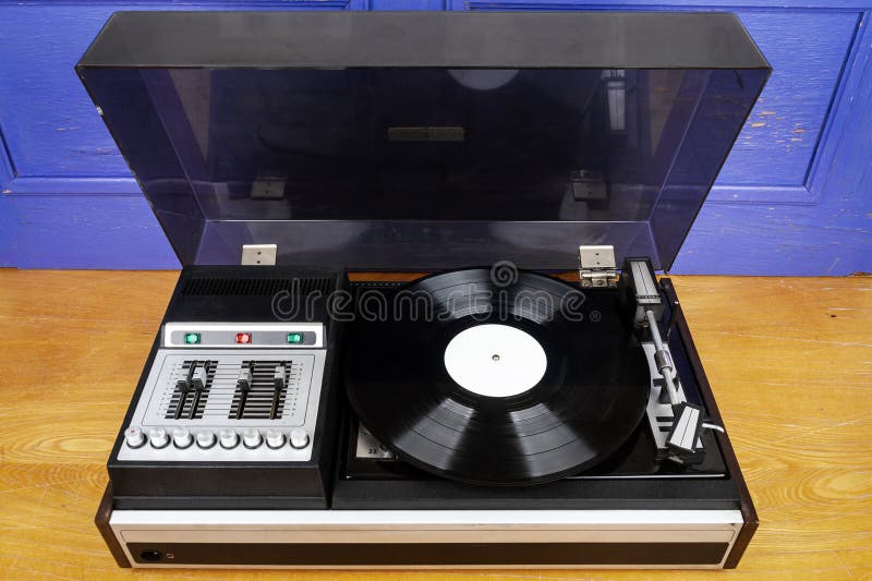 Vintage Turntable Record Player with Dust Cover Stock Image - Image of ...