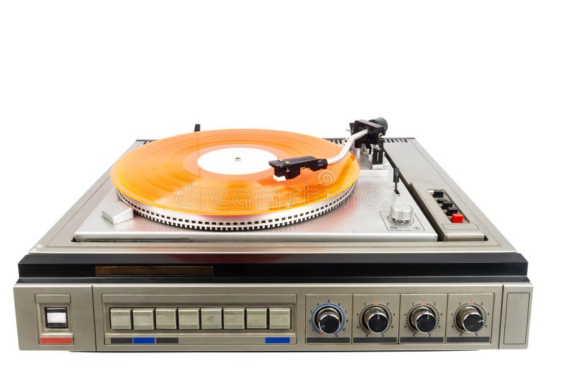 Vintage Turntable Record Player with Red Vinyl Stock Photo - Image of ...