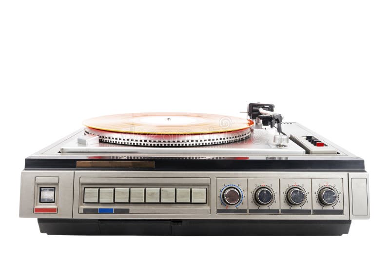 Vintage Turntable Record Player with Red Vinyl Stock Photo - Image of ...