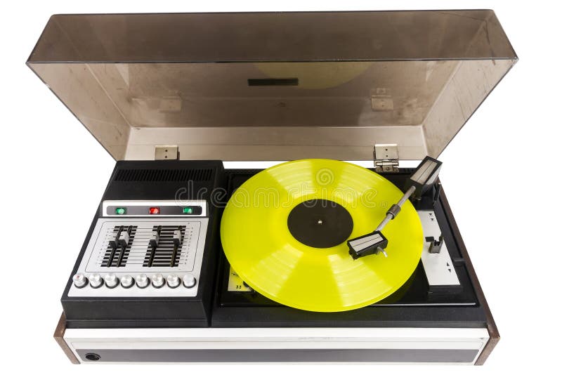 Yellow Vinyl 45 RPM Record Adapter Stock Photo - Image of audio ...