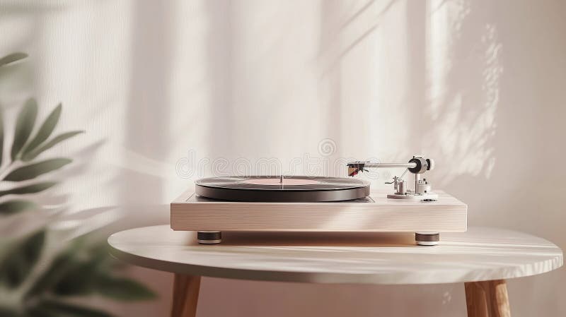 Vintage Turntable Spinning Vinyl Record in Minimalist Setting Stock ...