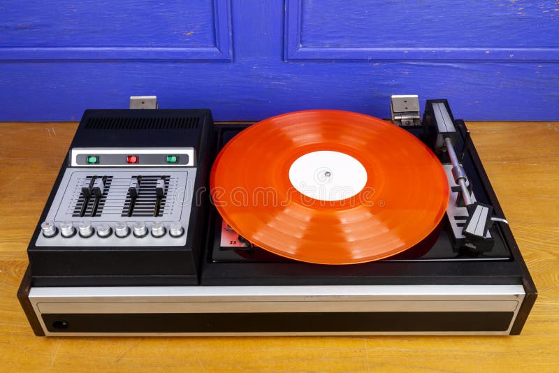 Vintage Turntable Vinyl Record Player with Red Vinyl Stock Image ...