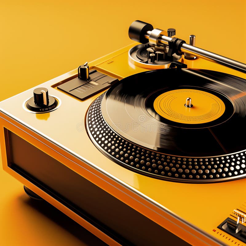 Vintage Turntable on Yellow Stock Illustration - Illustration of ...