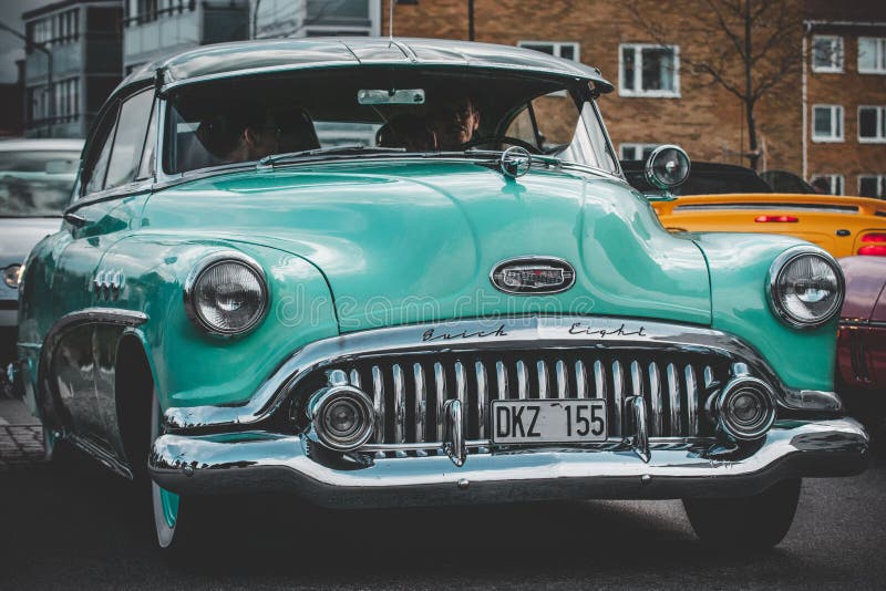 Vintage Turquoise Car during a Cruising Event Editorial Stock Photo ...