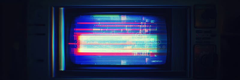 Vintage TV Error Screen with Color Bars, Static Noise, and Analog Scan ...