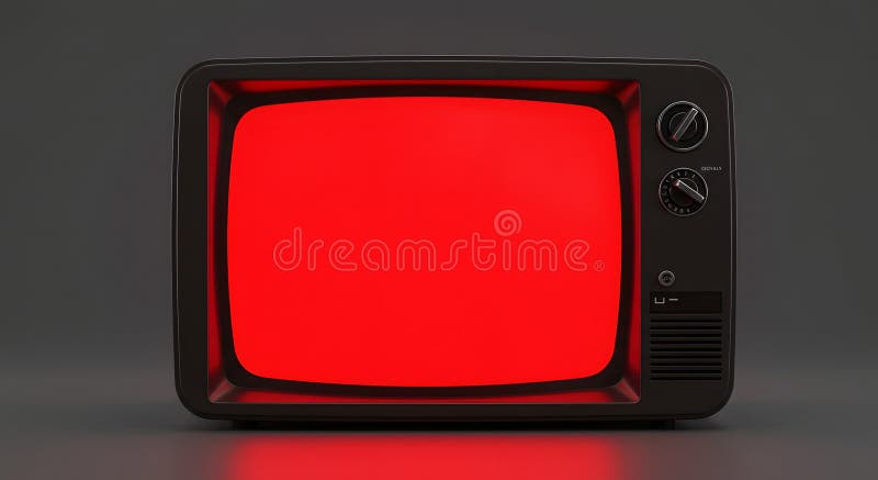 Vintage TV with Red Static Screen Stock Photo - Image of nostalgia ...