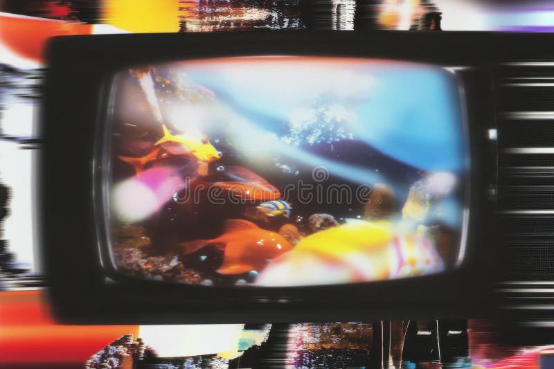 Vintage TV Screen with Abstract Reflections and Distorted Visual ...