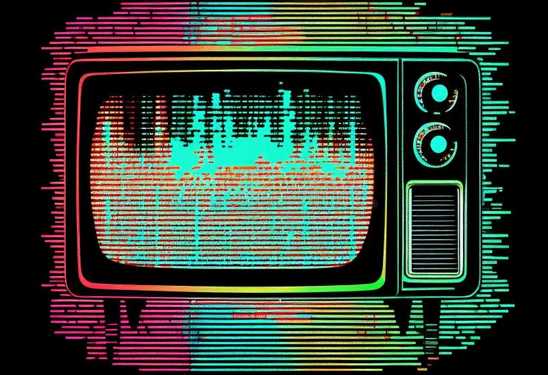Vintage TV Showing Static Signal - AI Generated Stock Illustration ...