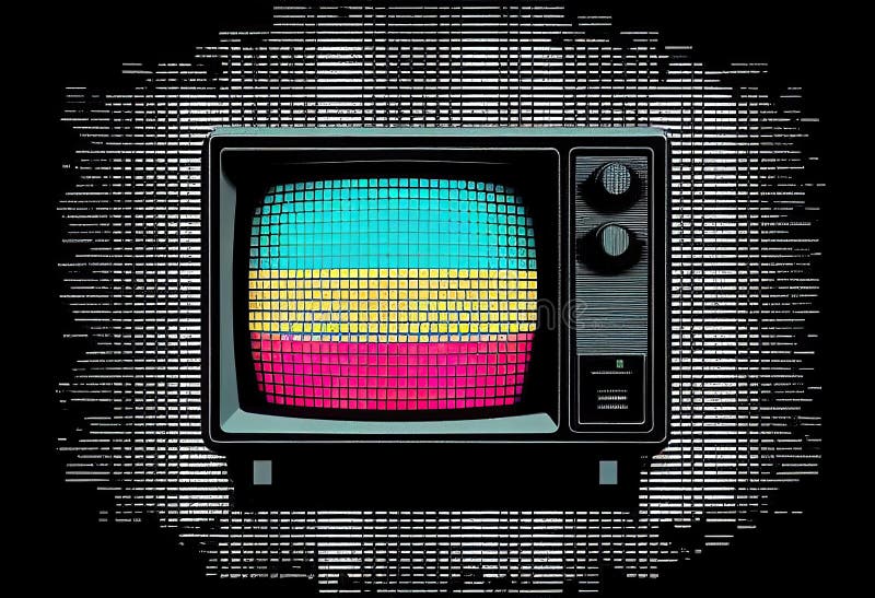 Vintage TV Showing Static Signal - AI Generated Stock Illustration ...