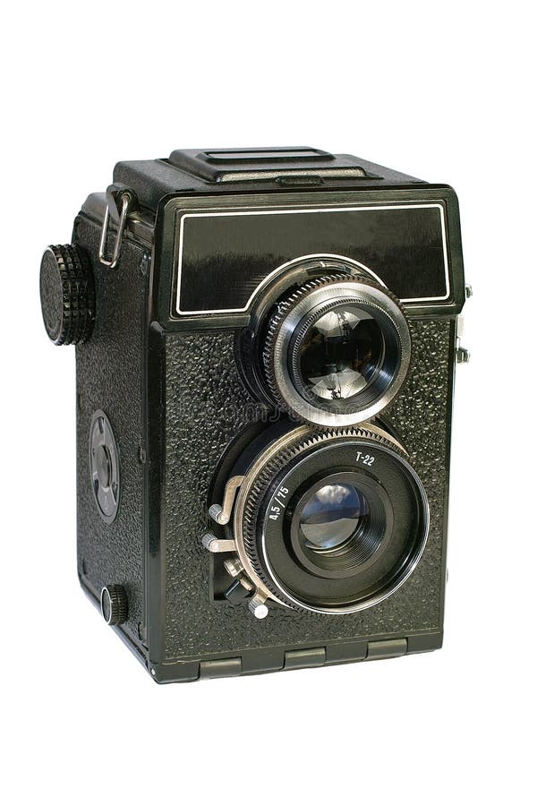 Vintage Two Lens Medium Format Camera. Stock Photo - Image of isolated ...