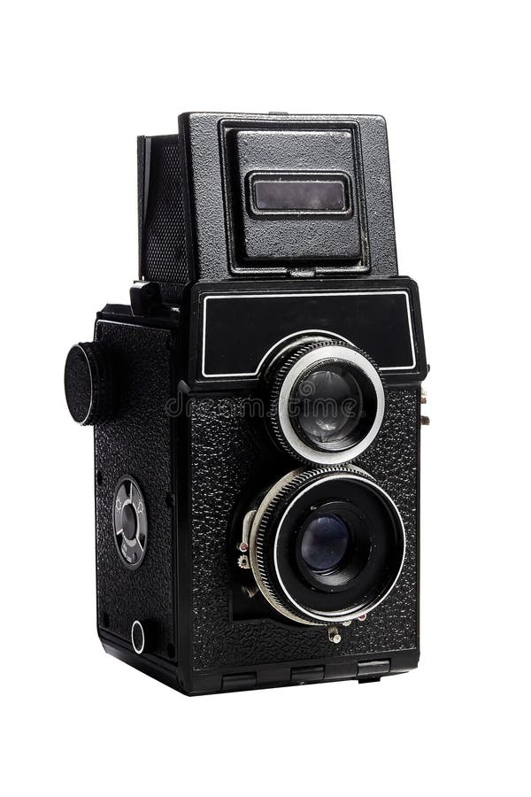 Vintage Two-lens Medium Format Film Camera on a White Background Stock ...