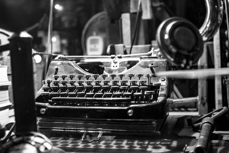 Vintage Typewriter Black and White Stock Photo - Image of history ...