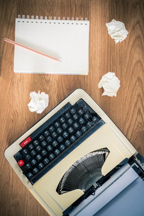 Vintage Typewriter and a Blank Notebook of Paper Stock Photo - Image of ...